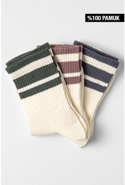 Be Blue Çizgili Retro Çorap Seti