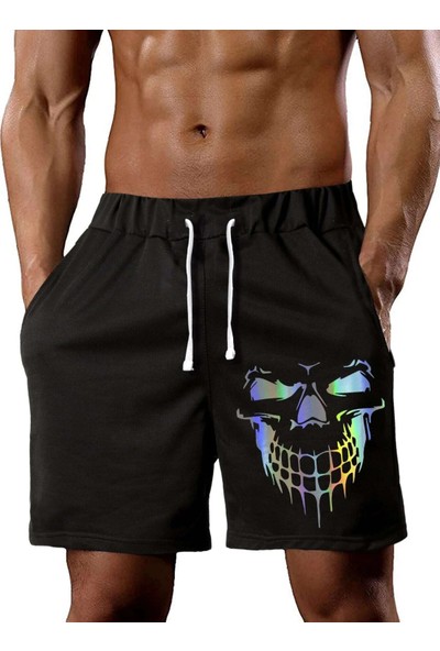 DAXİS Sportwear Company Erkek Siyah Skull Baskılı Şort DAXİS Sportwear Company Erkek Siyah Skull Baskılı Şort