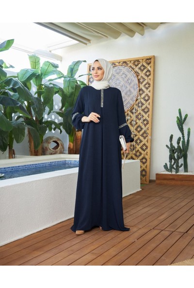 Ns Moda Taş Detaylı Pileli Aerobin Elbise