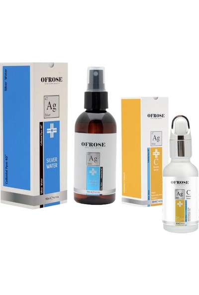 Ofrose Colloidal Ppm 40 Gümüş Suyu 150 ml + Vitamin C Serum 30ML Ofrose Colloidal Ppm 40 Gümüş Suyu 150 ml + Vitamin C Serum 30ML