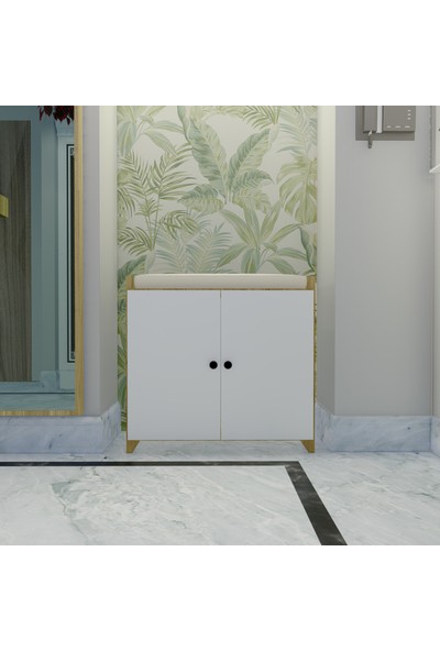 Emre Puflu Ayakkabılık - (Meşe-Beyaz) Emre Puflu Ayakkabılık - (Meşe-Beyaz)