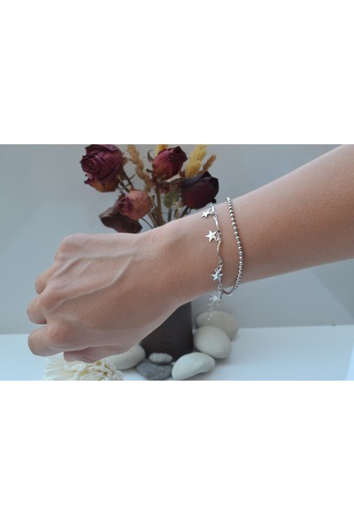Axxion Gümüş Renkli Yıldız Motifli 2'li Bileklik