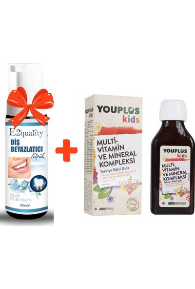 E2'quality Diş Beyazlatıcı Köpük + Youplus Kids Multi Vitamin ve Mineral Kompleksi 100 ml E2'quality Diş Beyazlatıcı Köpük + Youplus Kids Multi Vitamin ve Mineral Kompleksi 100 ml
