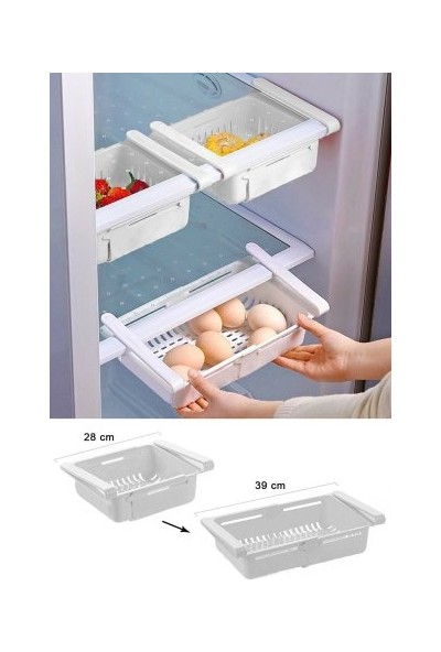 Mim Life 2'li Ayarlanabilir Buzdolabı Dolap Içi Düzenleyici Sepet Çekmece Raf Organizeri