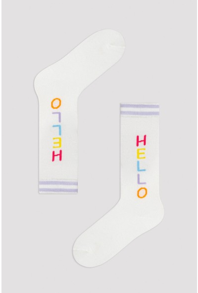 Penti Marşmelov Girls White Hello Pantolon Çorabı