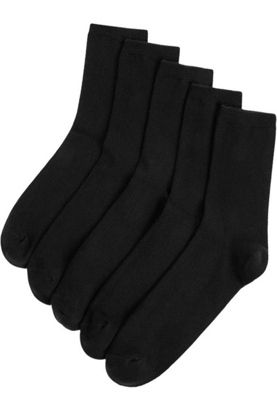 Black Arden Socks 5 Çift Desensiz Unisex Pamuklu Soket Okul Çorabı BY-0574 Black Arden Socks 5 Çift Desensiz Unisex Pamuklu Soket Okul Çorabı BY-0574