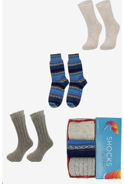 Shocks 3'lü Erkek Kış Konsept Lüks Seri Yün Çorap Seti