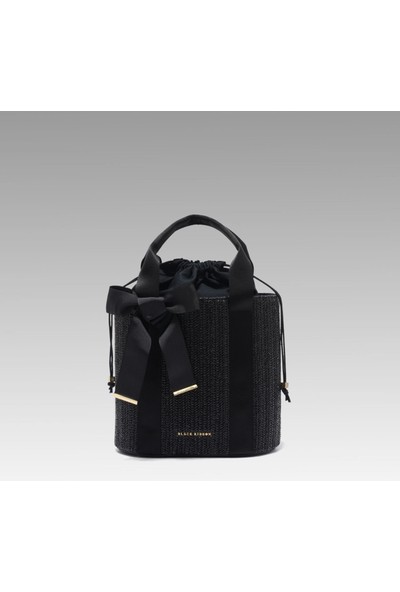 Black Ribbon Breeze Siyah Hasır El Çantası