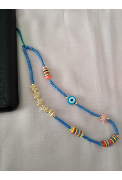 Charm Telefon Süsü Boncuklu Mavi Renk