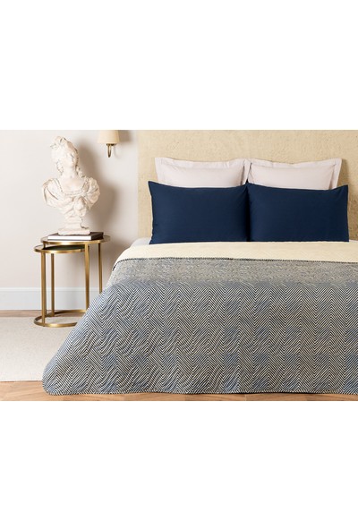 Madame Coco Advent King Size Baskılı Yatak Örtüsü - Lacivert