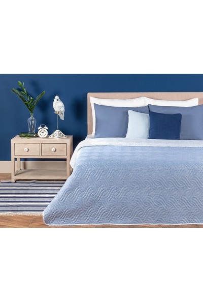 Madame Coco Jument King Size Baskılı Yatak Örtüsü - Indigo