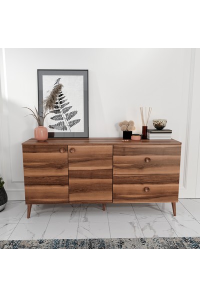 Kzn Home Petra Çok Amaçlı Modern Konsol - Ceviz Kzn Home Petra Çok Amaçlı Modern Konsol - Ceviz