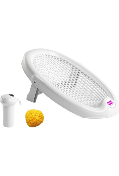 Okbaby Jelly Küvet Aparatı & Splash Bebek Duşu & Doğal Banyo Süngeri No.10 / Beyaz