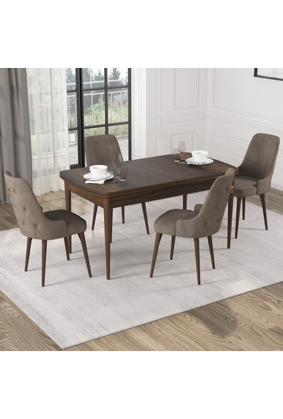 Rovena Lila Barok Desen 70X114 Mdf Yemek Masası Takımı 4 Sandalyeli