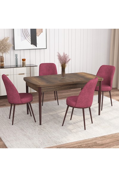 Rovena Azra Barok Desen 80X132 Mdf Yemek Masası Takımı 4 Sandalyeli