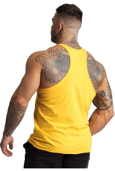 Ghedto Monster Muscle Gym Fitness Tank Top Sporcu Atleti Sarı