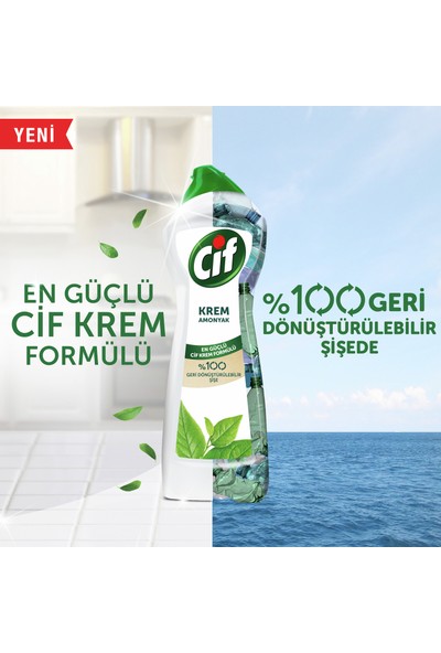 Cif Krem Limon 750ML  + Cif Amonyak 750ML + 3'lü Temizlik Süngeri Cif Krem Limon 750ML  + Cif Amonyak 750ML + 3'lü Temizlik Süngeri