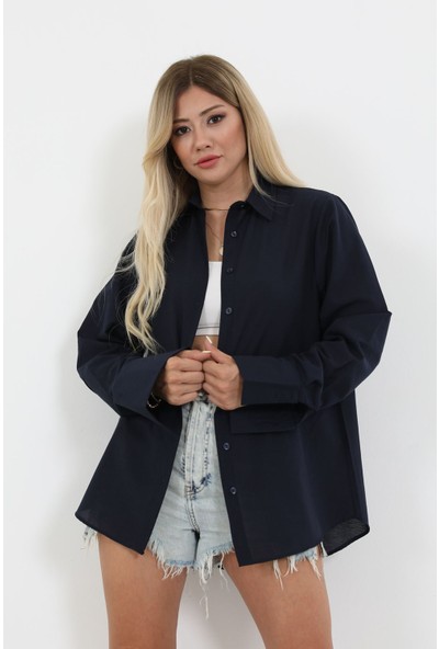 Femina Ocean Poplin Gömlek-Lacivert Femina Ocean Poplin Gömlek-Lacivert