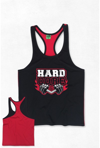 Ghedto Hard Core Gym Fitness Tank Top Sporcu Atleti Siyah Kırmızı