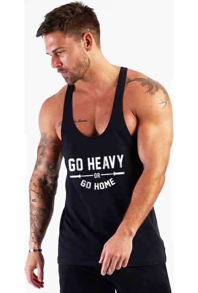 Ghedto Go Heavy Or Go Home Fitness Tank Top Sporcu Atleti Siyah Ghedto Go Heavy Or Go Home Fitness Tank Top Sporcu Atleti Siyah
