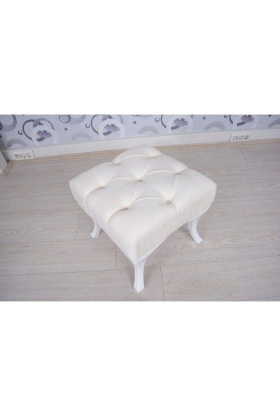 Hanedanev Kapitoneli Puf 45X45 - Krem Hanedanev Kapitoneli Puf 45X45 - Krem