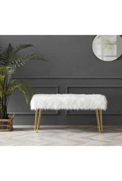 Hanedanev Peluş Puf Beyaz