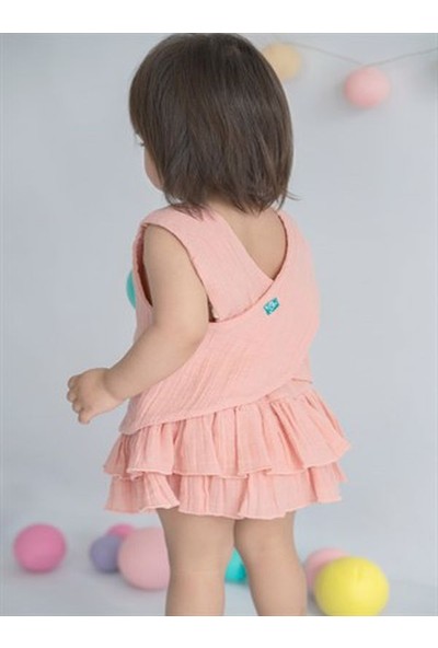 Organik Içi Külotlu Muslin Fırfırlı Bebek Etek