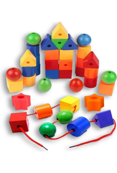 RoseRoi 30 Parça İpe Boncuk Dizme Geometrik Şekiller Renk Algı Beceri Koordinasyon Eğitici Oyuncak RoseRoi 30 Parça İpe Boncuk Dizme Geometrik Şekiller Renk Algı Beceri Koordinasyon Eğitici Oyuncak