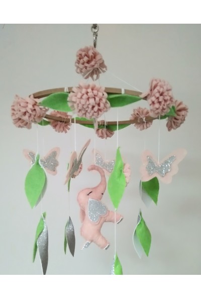 Keçeli Bebek Pembe Fil Doğada %100 El Yapımı Bebek Dönencesi Beşik Süsü Keçeli Bebek Pembe Fil Doğada %100 El Yapımı Bebek Dönencesi Beşik Süsü