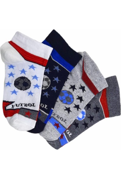 Black Arden Socks 4 Çift Spor Desenli Erkek Çocuk Çorabı BT-0580