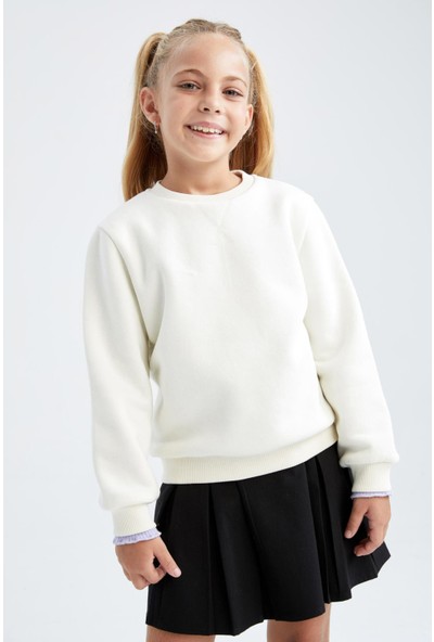 DeFacto Kız Çocuk RRegular Fit Okula Dönüş Bisiklet Yaka Sweatshirt	 U6470A622AU