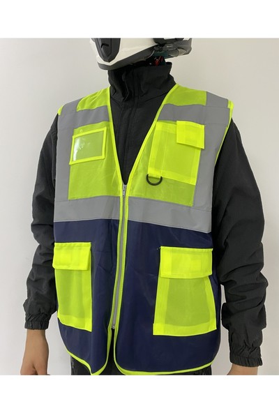Motosiklet Yüksek Görünümlü Yelek Reflektörlü Fermuarlı Reflektik Motorcu Yelek Yeni Yasaya Uygun Motosiklet Yüksek Görünümlü Yelek Reflektörlü Fermuarlı Reflektik Motorcu Yelek Yeni Yasaya Uygun