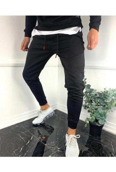 DAXİS Sportwear Company Erkek Siyah Slimfit Lastikli Paçalı Eşofman Altı DAXİS Sportwear Company Erkek Siyah Slimfit Lastikli Paçalı Eşofman Altı