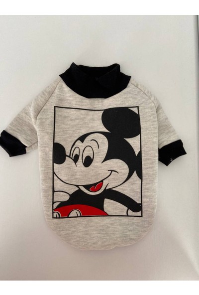 Zeyşil Pati Giyim Kapşonsuz Mickey Kedi Köpek Kıyafeti Gri