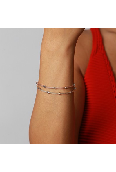 Yazar Mücevherat Dorika Toplu Çift Zincirli Bileklik