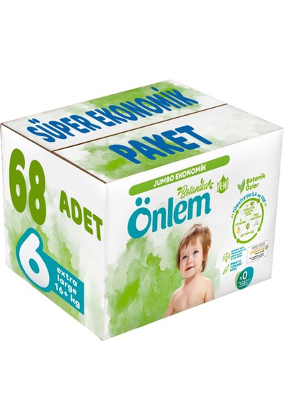 Önlem Bebek Bezi Botanika Beden:6 15+ kg Extra Large Bebek Bezi 68'li