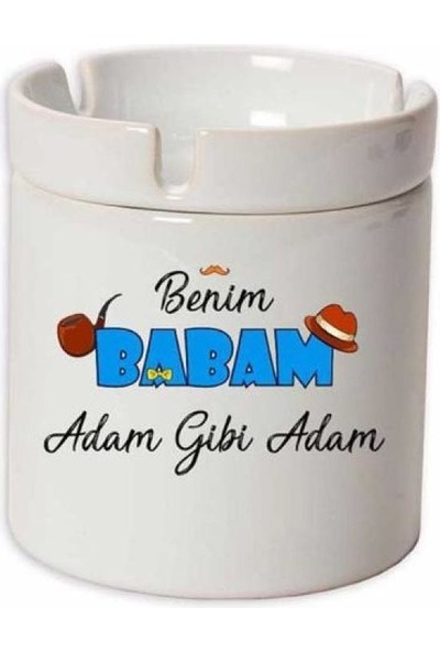 CaddeMart Benim Babam Adam Baskılı Beyaz Seramik Kokusuz Kül Tablası CaddeMart Benim Babam Adam Baskılı Beyaz Seramik Kokusuz Kül Tablası