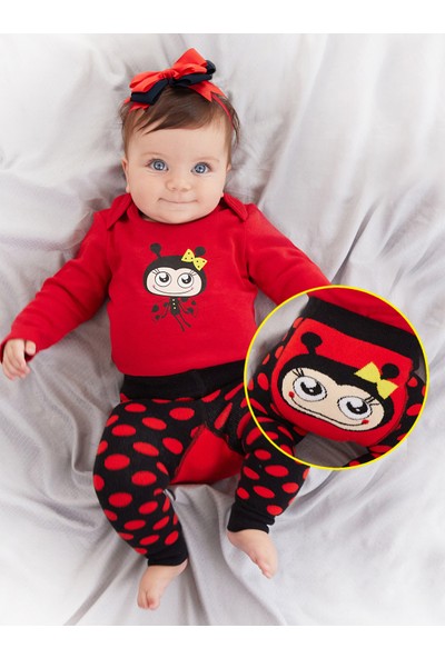 Denokids Uğur Böceği Kız Bebek Body Tayt-Pantolon Takım