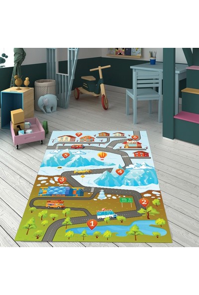 Closer Araba Yollu Dijital Baskı Makinede Yıkanabilen Antialerjik Deri Taban Çocuk Halısı KD-029 Closer Araba Yollu Dijital Baskı Makinede Yıkanabilen Antialerjik Deri Taban Çocuk Halısı KD-029