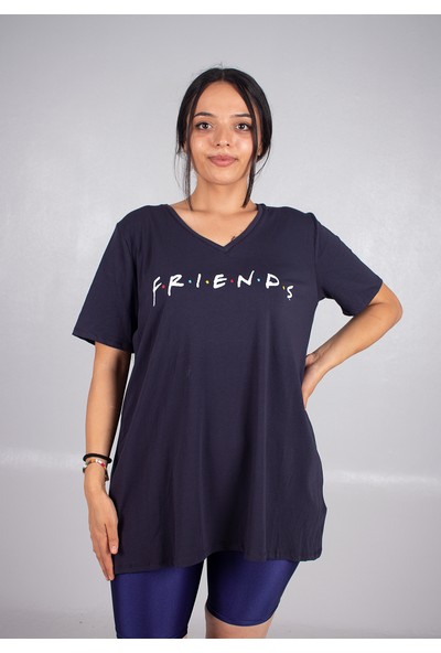 Truva Xxl Büyük Beden Kadın Giyim Friends Tshirt Renkli