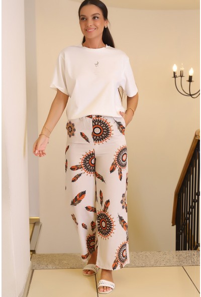 Desenli Kadın Pantolon 9658-2Y2