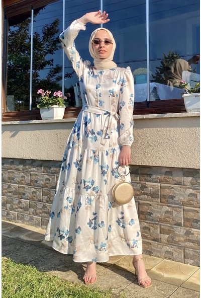 Rabia Şamlı Parla Ekru Elbise Rabia Şamlı Parla Ekru Elbise