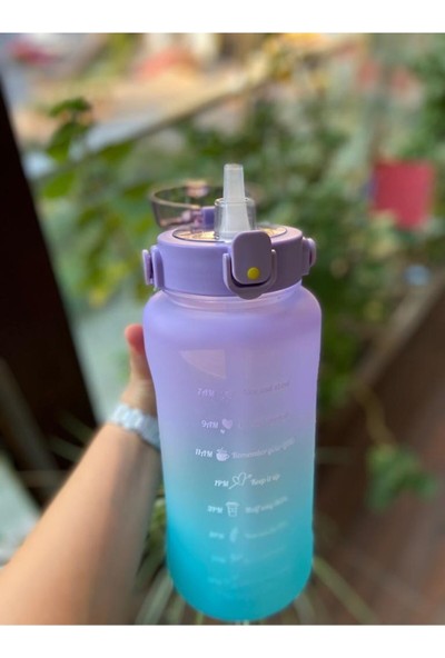 2000 ml Motivasyonlu Su Matarası Su Şişesi Bpa Içermez Mor Matara Çıkartması Hediyeli 2000 ml Motivasyonlu Su Matarası Su Şişesi Bpa Içermez Mor Matara Çıkartması Hediyeli