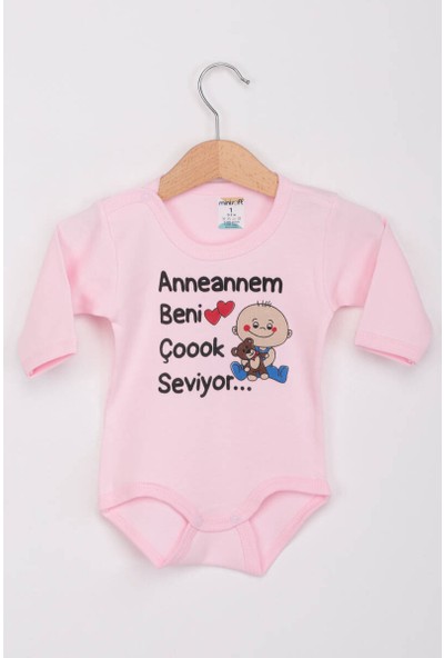 Anneannem Beni Çok Seviyor Uzun Kollu Zıbın | Pembe Anneannem Beni Çok Seviyor Uzun Kollu Zıbın | Pembe