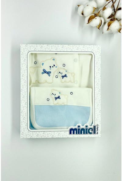 Miniel Erkek Bebek Polar Bear Nakışlı 5li Hastane Çıkışı Seti - Mavi Miniel Erkek Bebek Polar Bear Nakışlı 5li Hastane Çıkışı Seti - Mavi