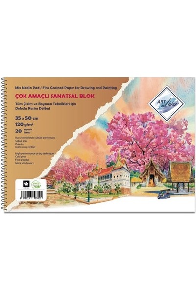 Art Liva Sanatsal Resim Defteri Multi Teknik Dokulu 35X50 Cm. 120 Gr. 20 Yaprak