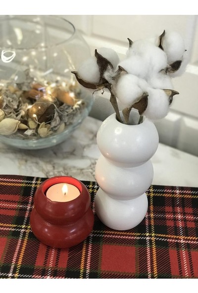 Ata Market 2'li Vazo ve Tealight Mumluk Obje Kırmızı-Beyaz Bubble PS3934 Ata Market 2'li Vazo ve Tealight Mumluk Obje Kırmızı-Beyaz Bubble PS3934