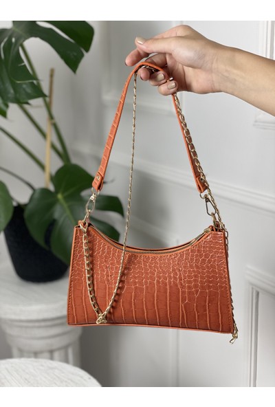 Kadın Kroko Baguette El ve Omuz Çantası
