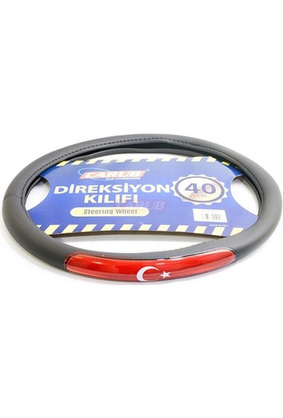 Carub Direksiyon Kılıfı Fosforlu 40 cm Siyah (Türk Bayraklı) BR1841425
