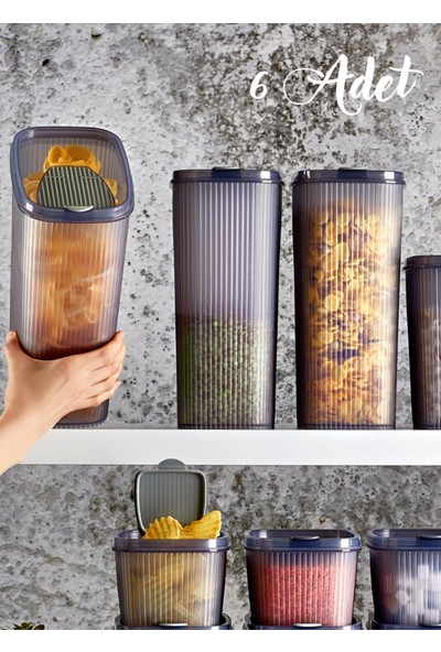 Çarşıdayız 6 Adet Pratik Kapak Dikdörtgen Saklama Kabı Seti - 4000 ml Süper Set Çarşıdayız 6 Adet Pratik Kapak Dikdörtgen Saklama Kabı Seti - 4000 ml Süper Set